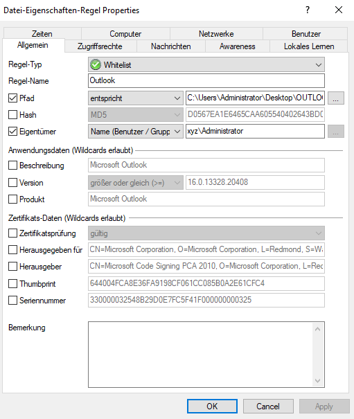 Anwendungsfall 8: Security-Awareness-Kampagne beim Starten von Outlook ...