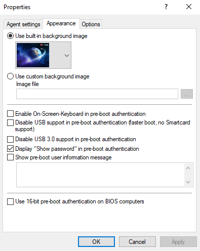 User-related agent settings