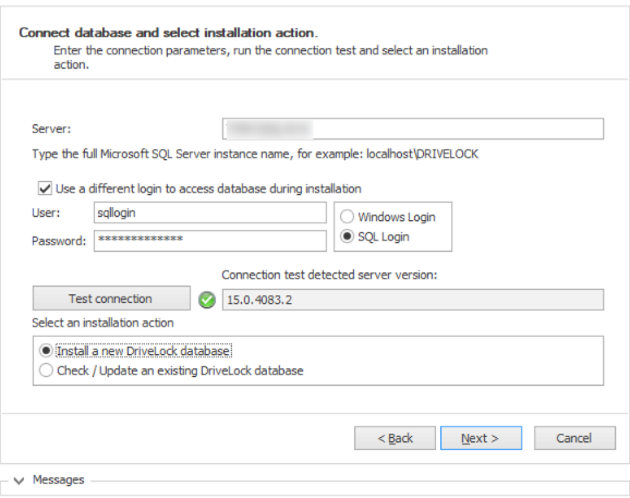 Database Installation Wizard