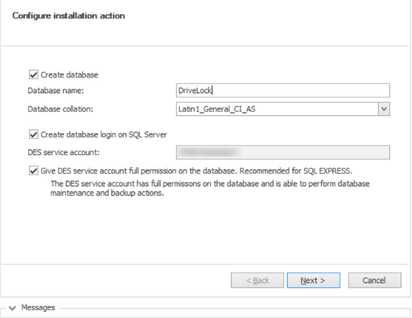 Database Installation Wizard